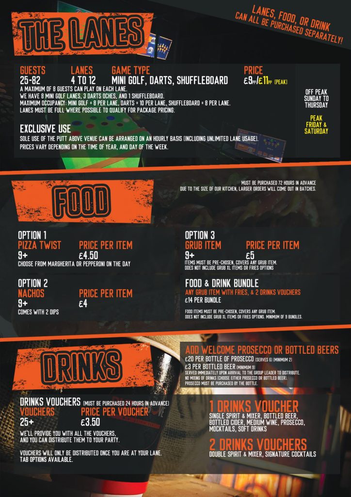 Parties & Events - Putt Above - Mini Golf, Darts, and Bar in Blackpool